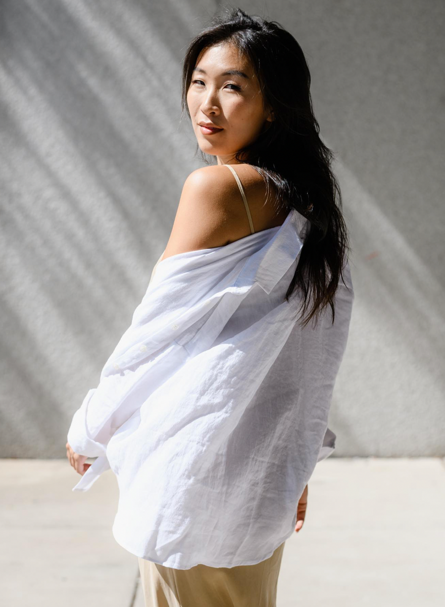 The Closet Hero Blouse in White Linen by Natalie Busby – PATRICIA